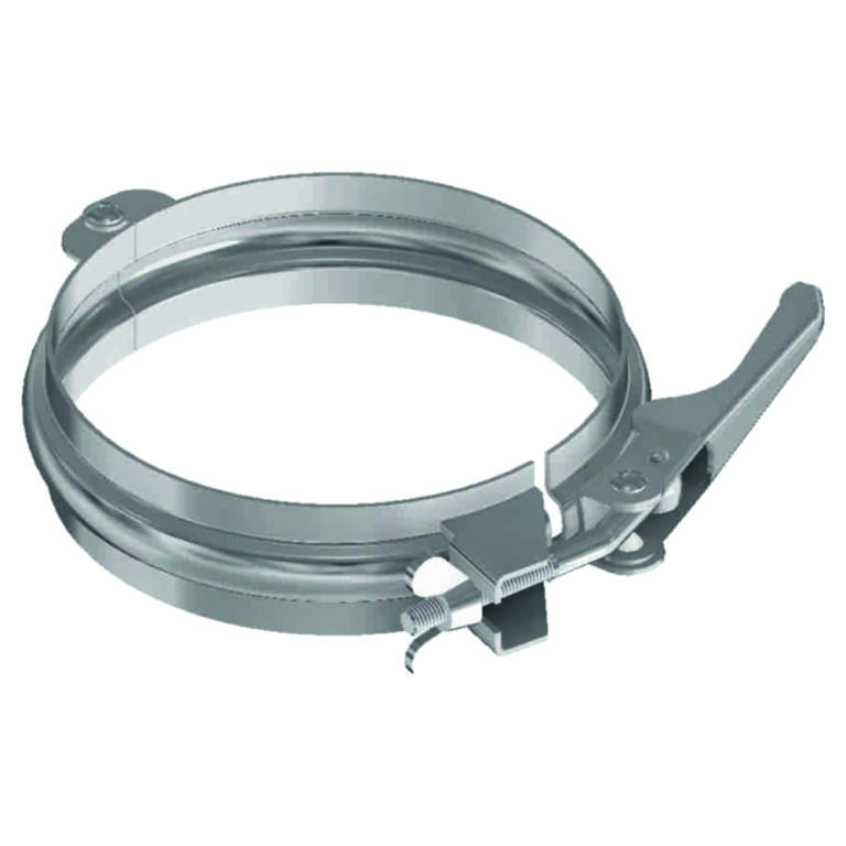 Quick release clamping ring without seal for pipes with beaded flange ...